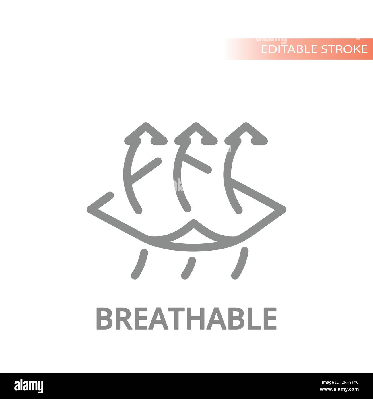 Breathable fabric line vector icon. Clothing features outline symbol ...