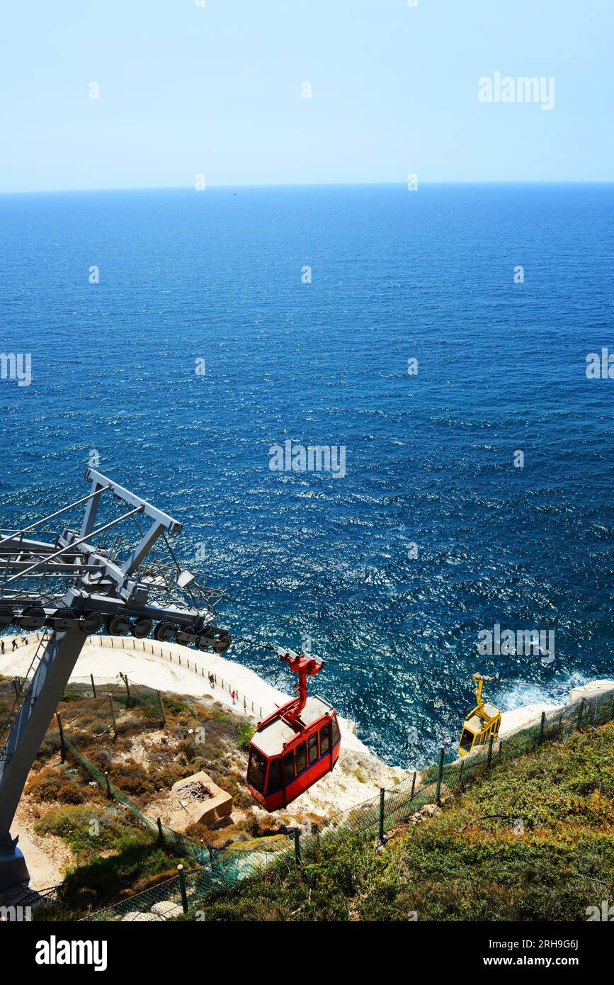 The dramatic coastal scenery at the Rosh Hanikra grottoes in northern ...