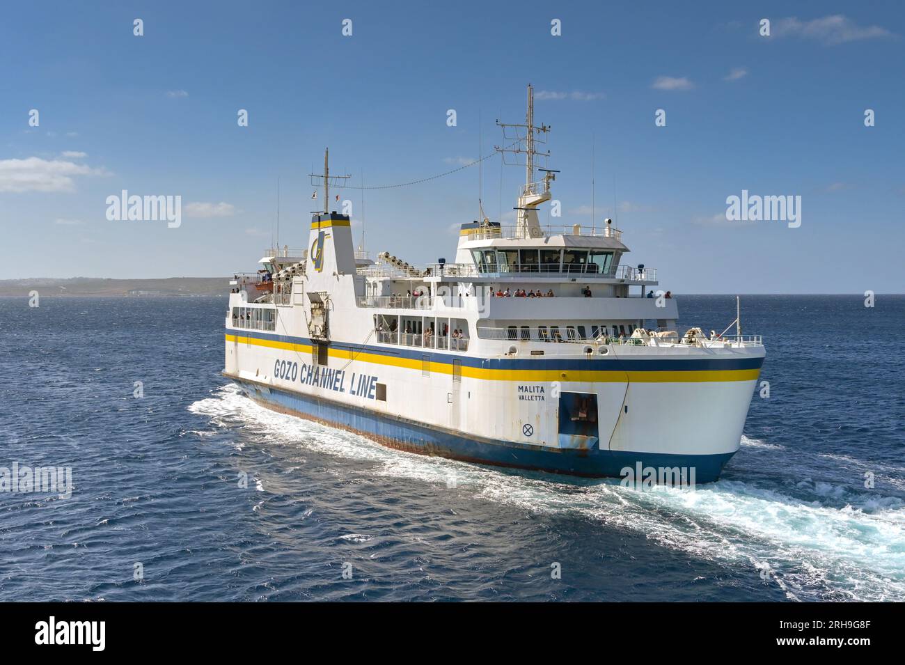 Gozo, Malta - 5 August 2023: Ferry sailing between the island of Gozo ...