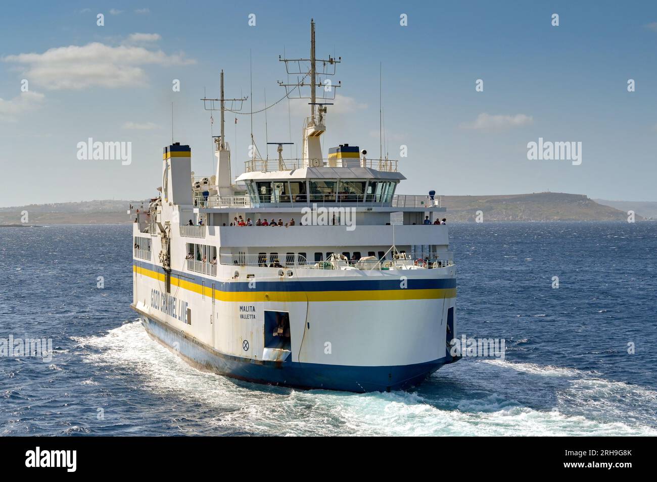 Gozo, Malta - 5 August 2023: Ferry sailing between the island of Gozo ...
