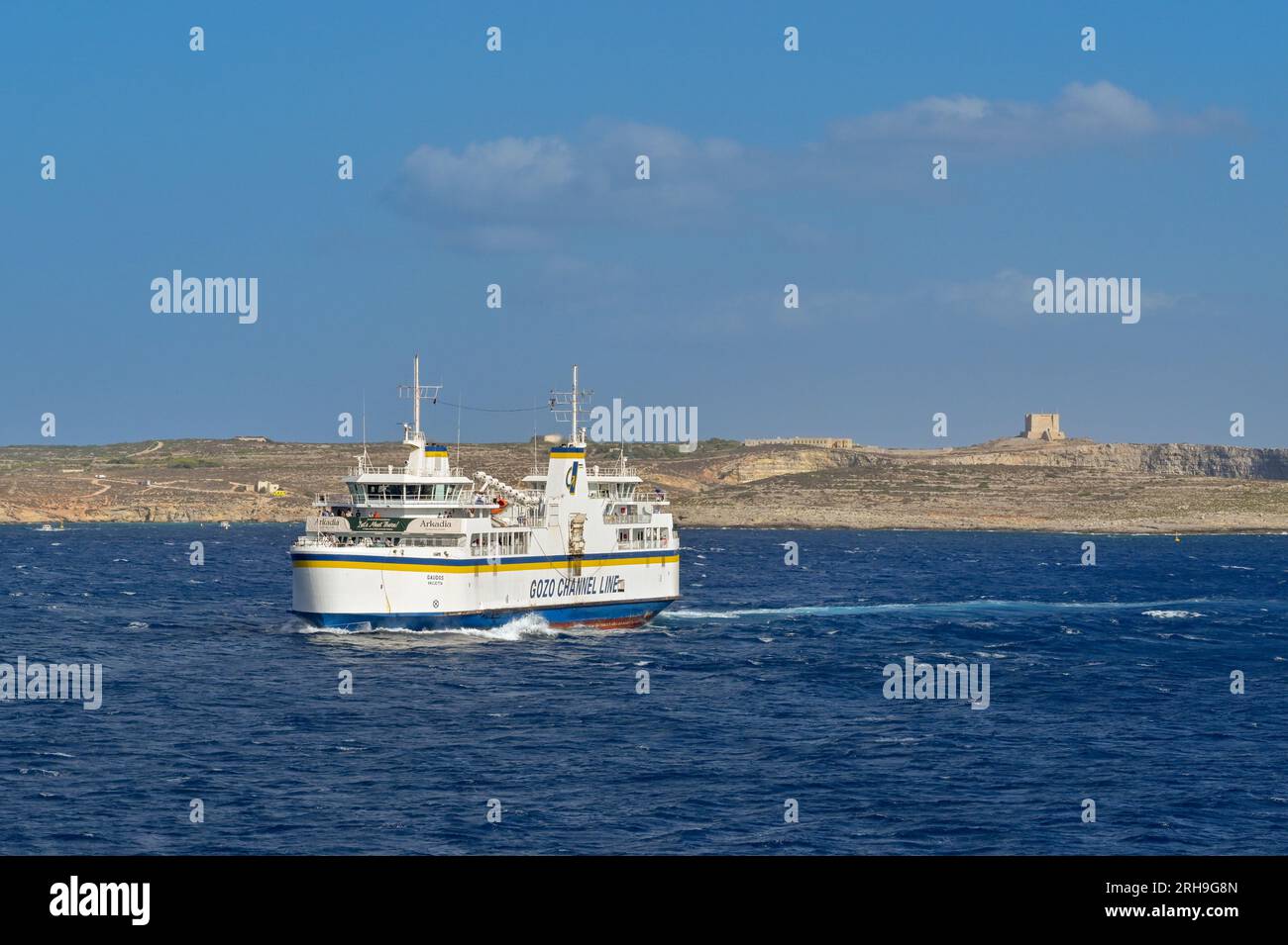 Gozo, Malta - 5 August 2023: Car ferry sailing between the island of ...