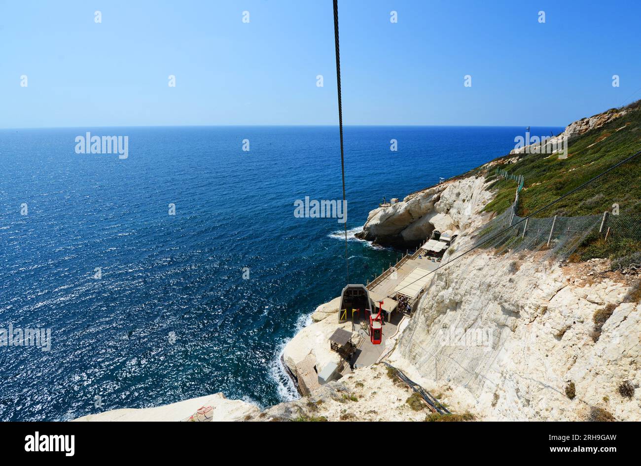 The dramatic coastal scenery at the Rosh Hanikra grottoes in northern ...