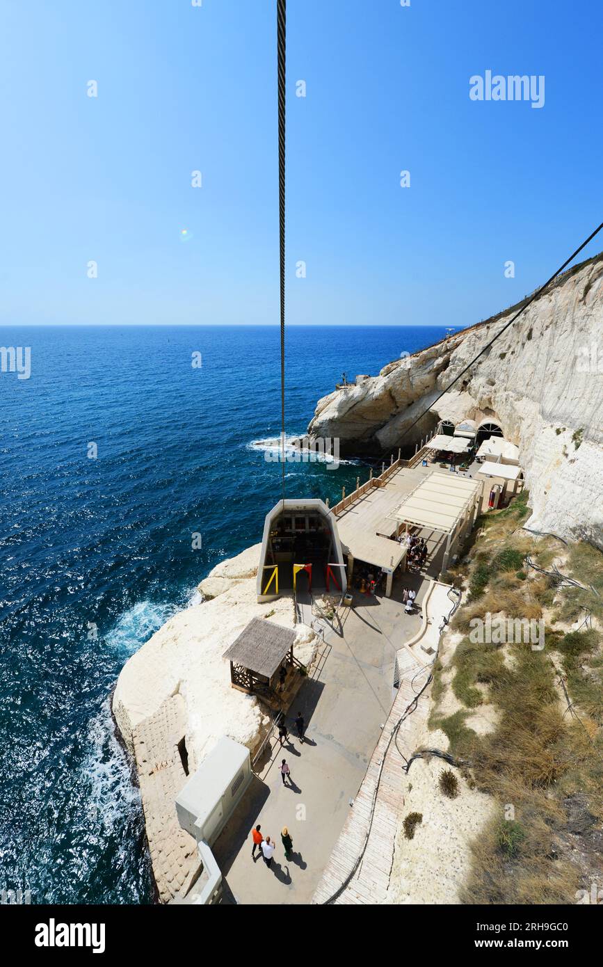 The dramatic coastal scenery at the Rosh Hanikra grottoes in northern ...