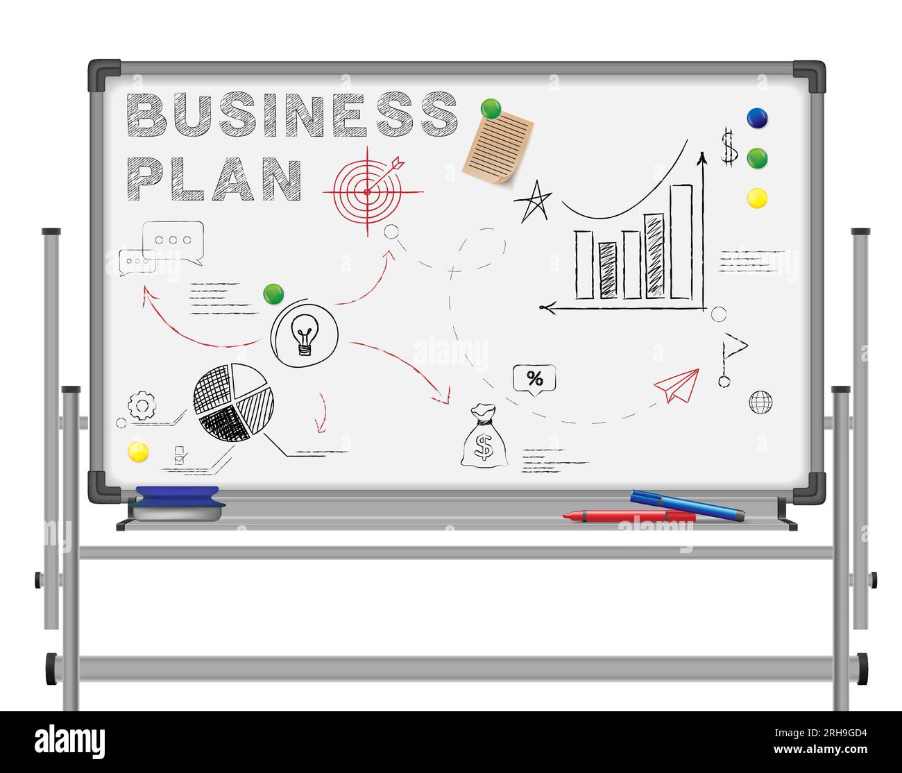 Office boards realistic set with isolated front view of folding ...