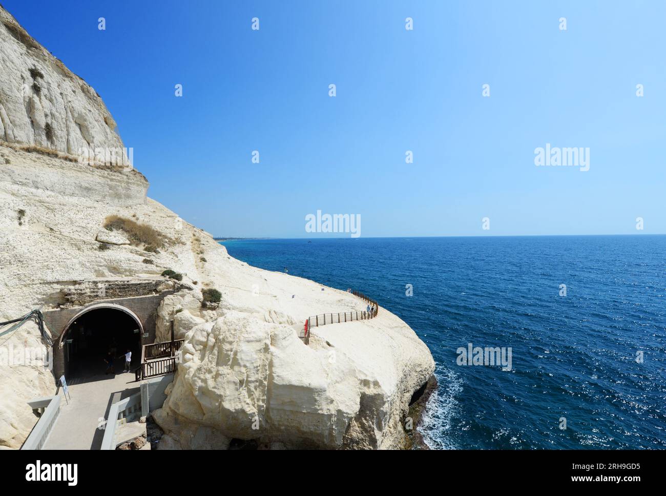 The dramatic coastal scenery at the Rosh Hanikra grottoes in northern ...