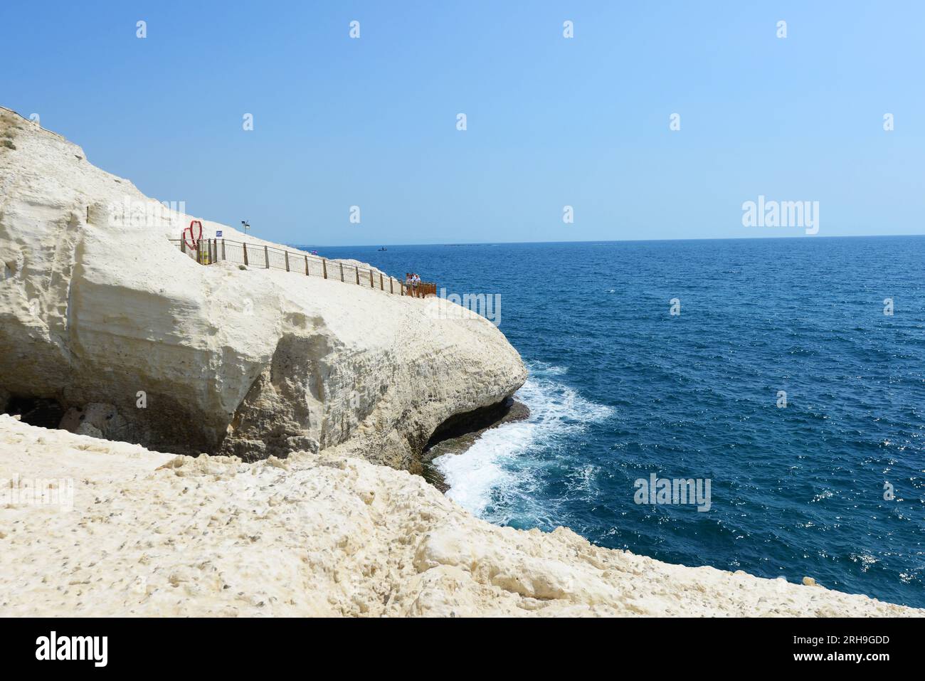 The dramatic coastal scenery at the Rosh Hanikra grottoes in northern ...