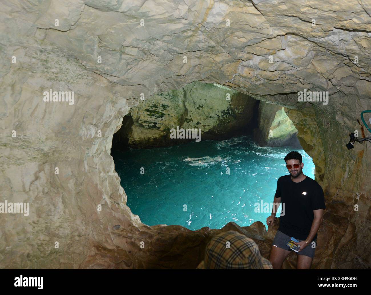 The dramatic coastal scenery at the Rosh Hanikra grottoes in northern ...