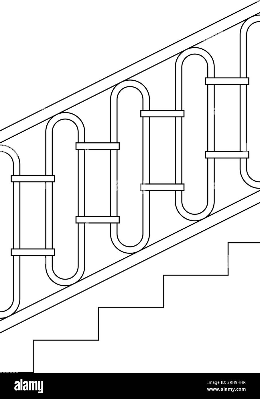 Vintage Black Railing, 1930s-inspired, Line Art, Seamless Pattern ...