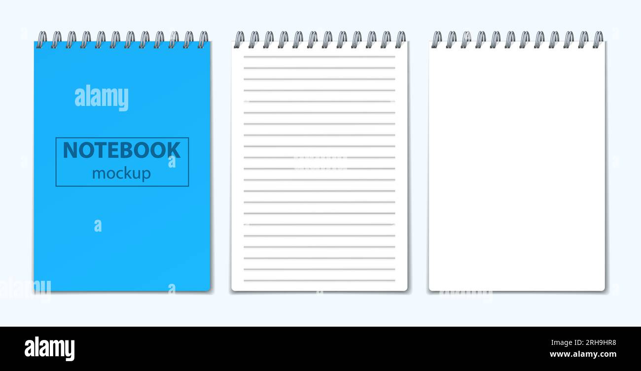 Open and closed notebook mockup set with realistic views of flipping ...