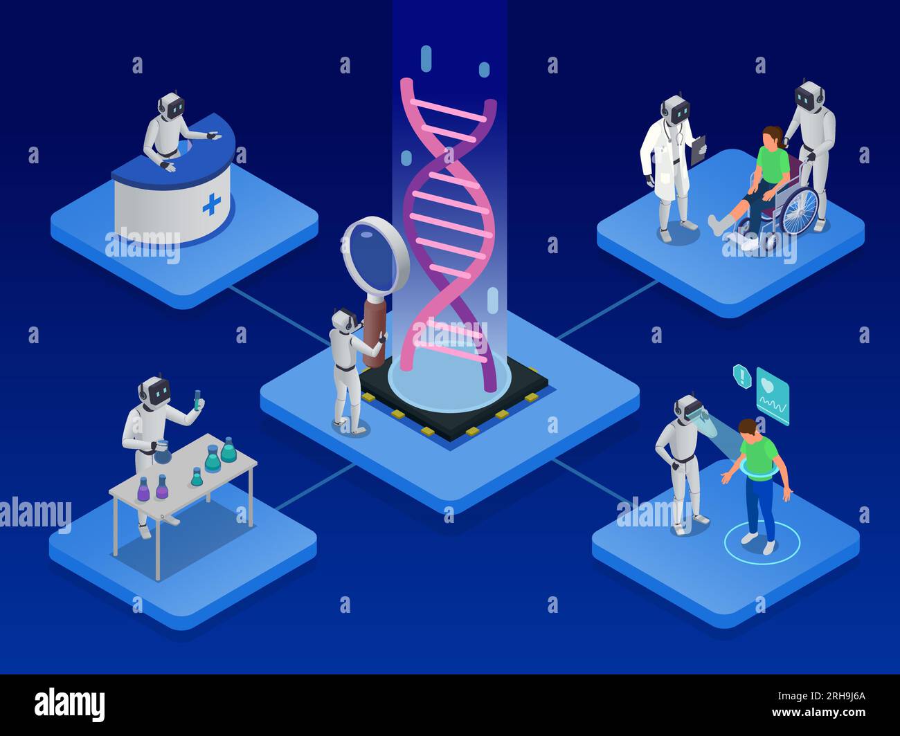 Artificial intelligence in medicine isometric composition with ai ...