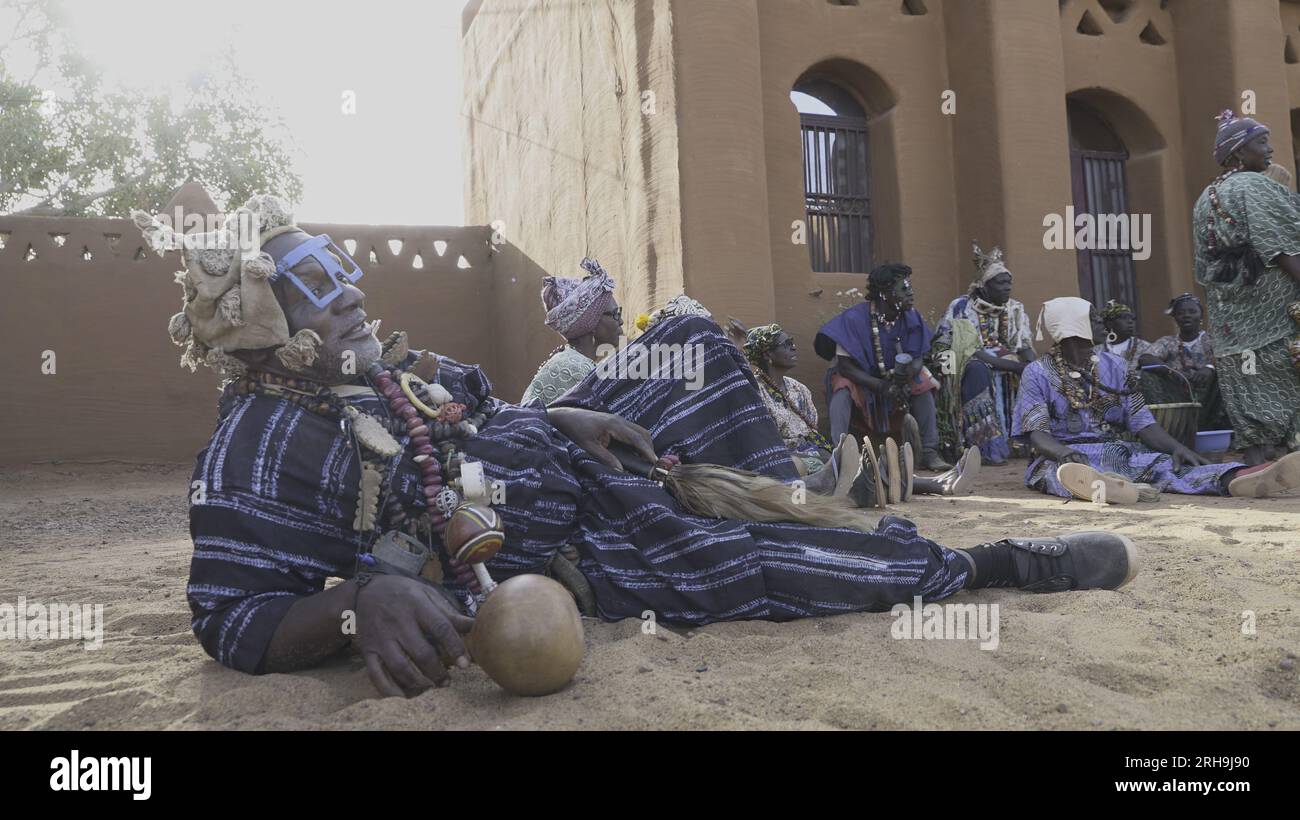 tribal man of an African village with their traditional clothes on ...