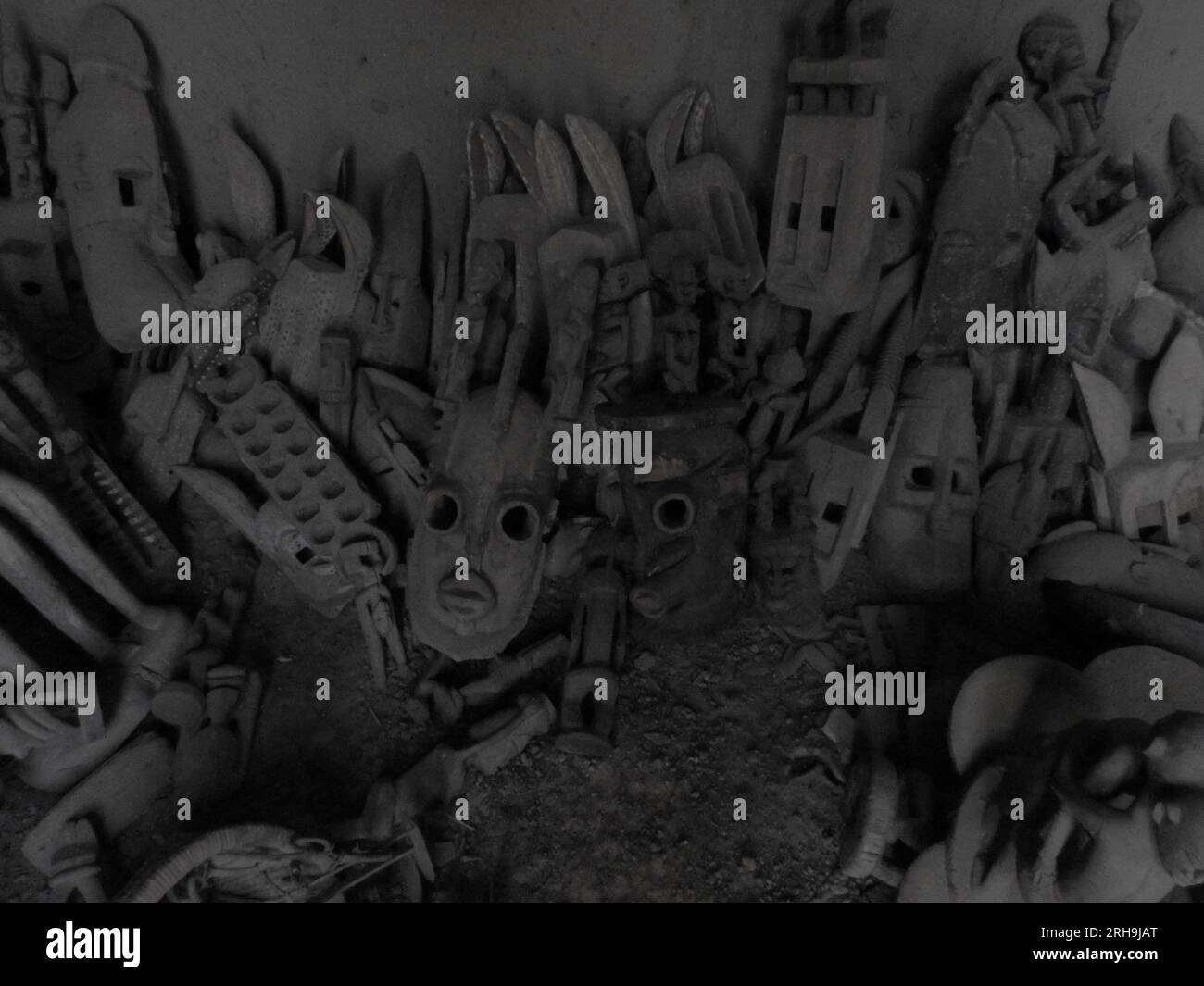 many ancient African statues of a tribe are in storage traditional ...
