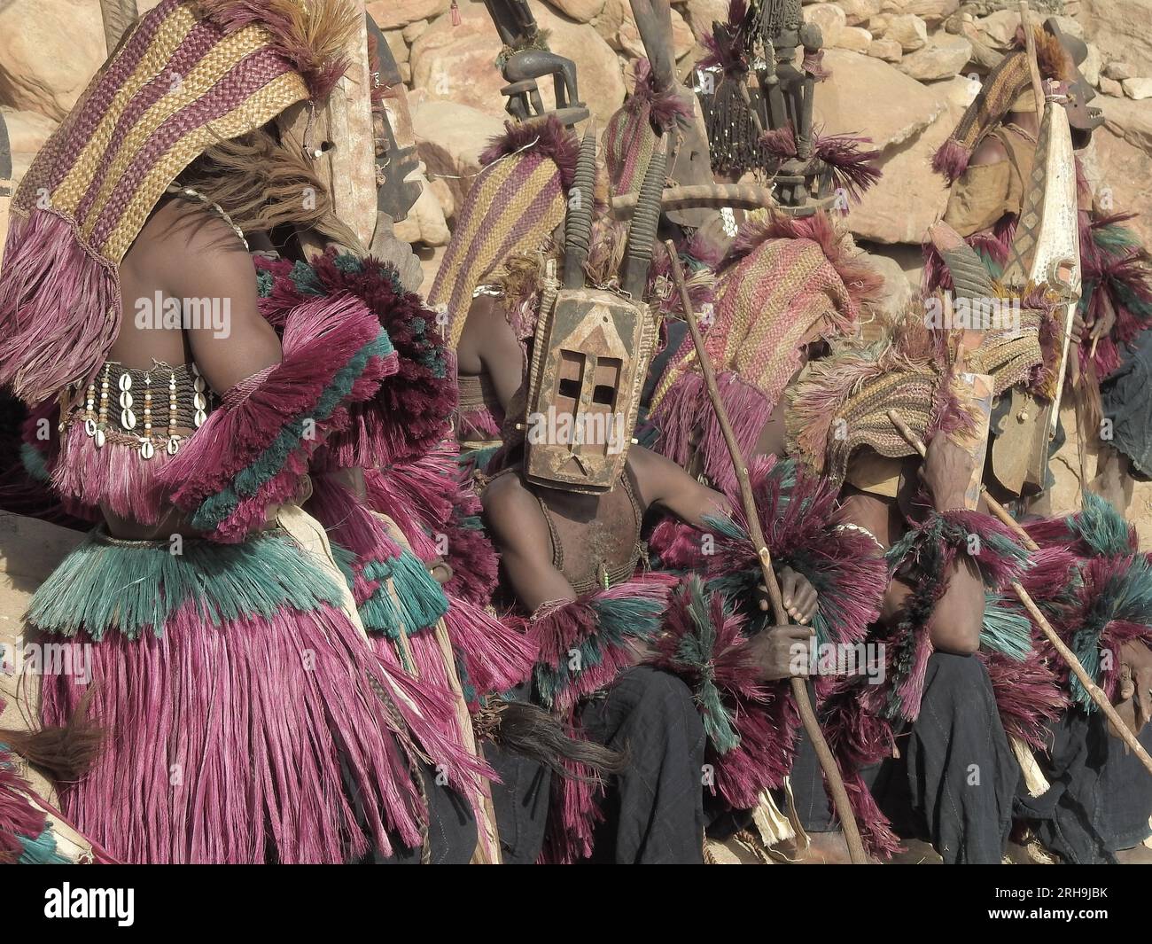 Dogons traditional dance. masked african people dance a traditional ...