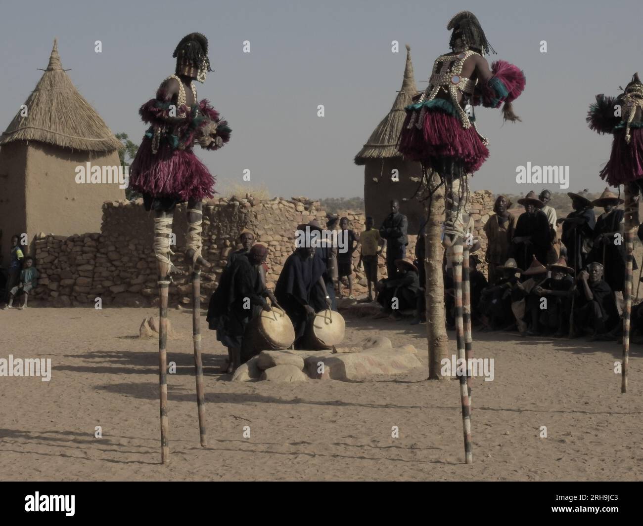 Dogons traditional dance. masked african people dance a traditional ...