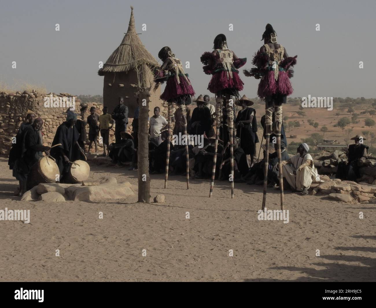 Dogons traditional dance. masked african people dance a traditional ...