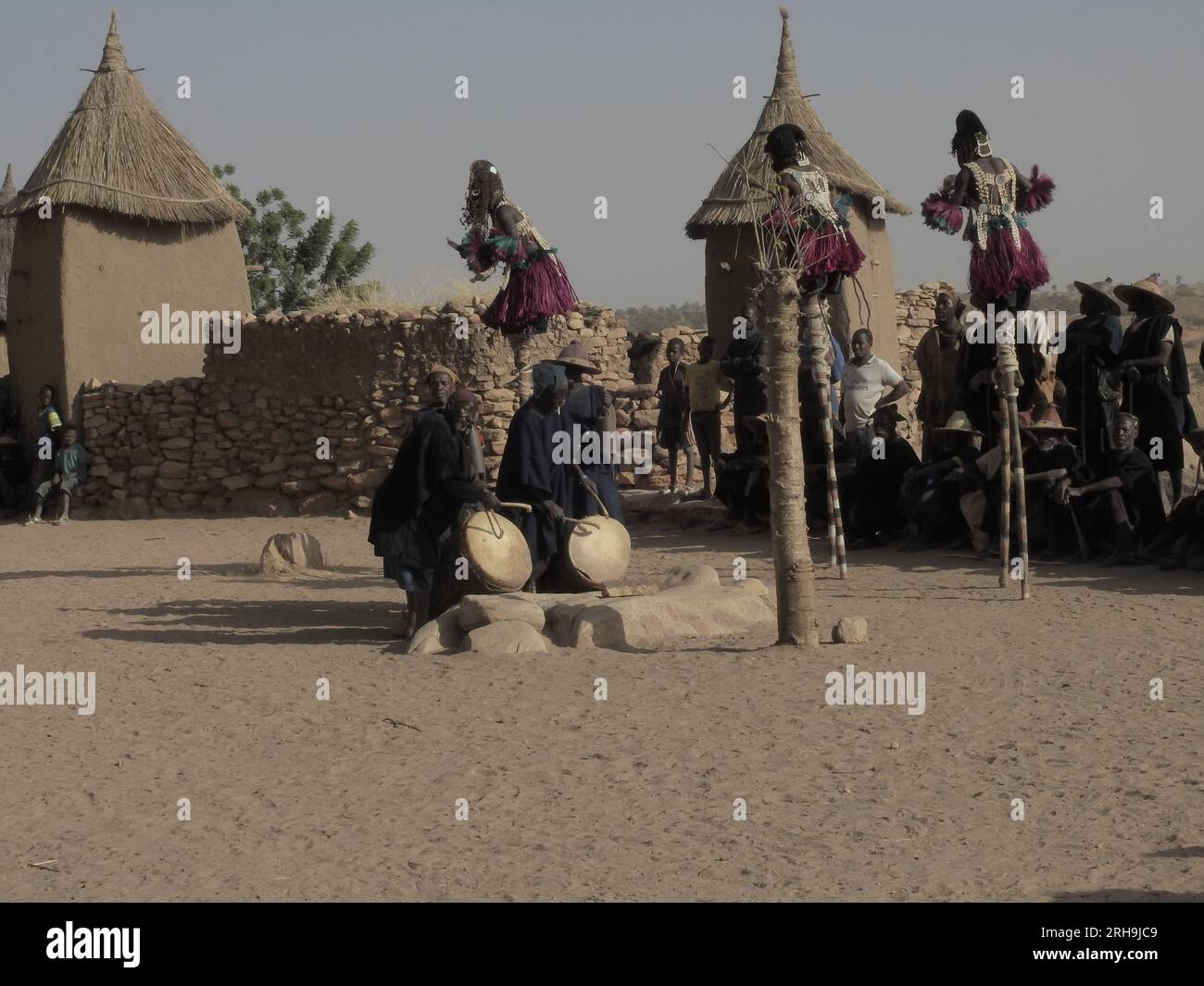 Dogons traditional dance. masked african people dance a traditional ...