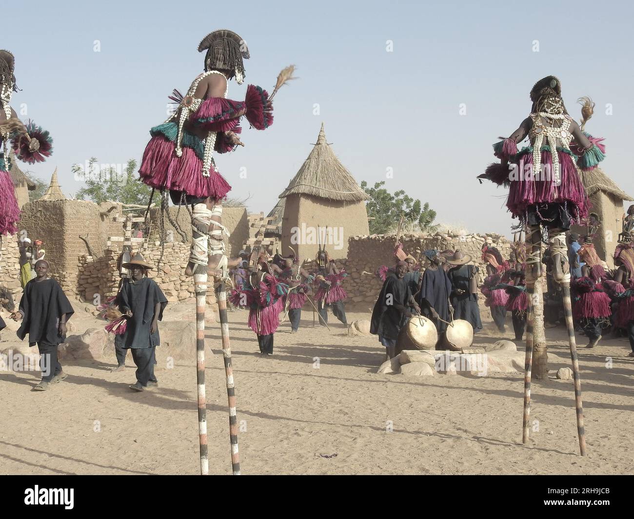 Dogons traditional dance. masked african people dance a traditional ...