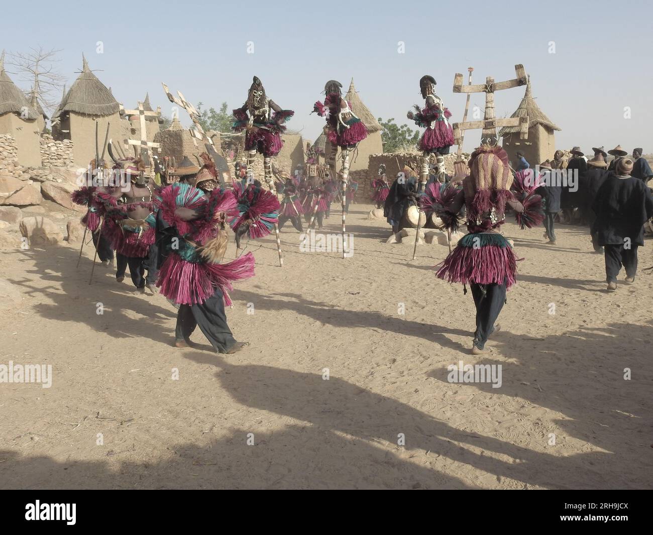 Dogons traditional dance. masked african people dance a traditional ...
