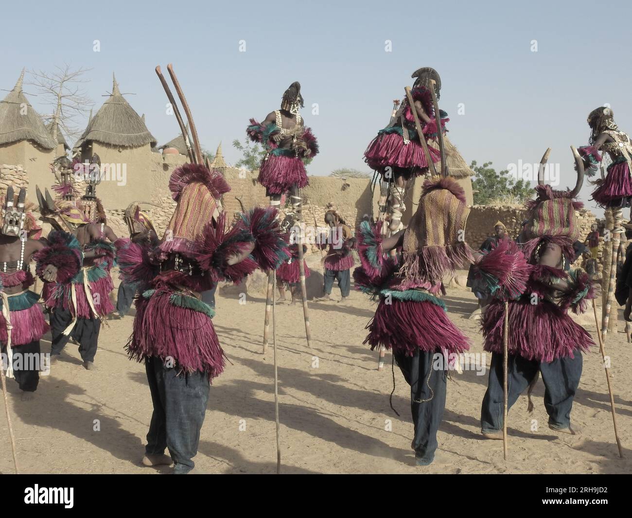 Dogons traditional dance. masked african people dance a traditional ...