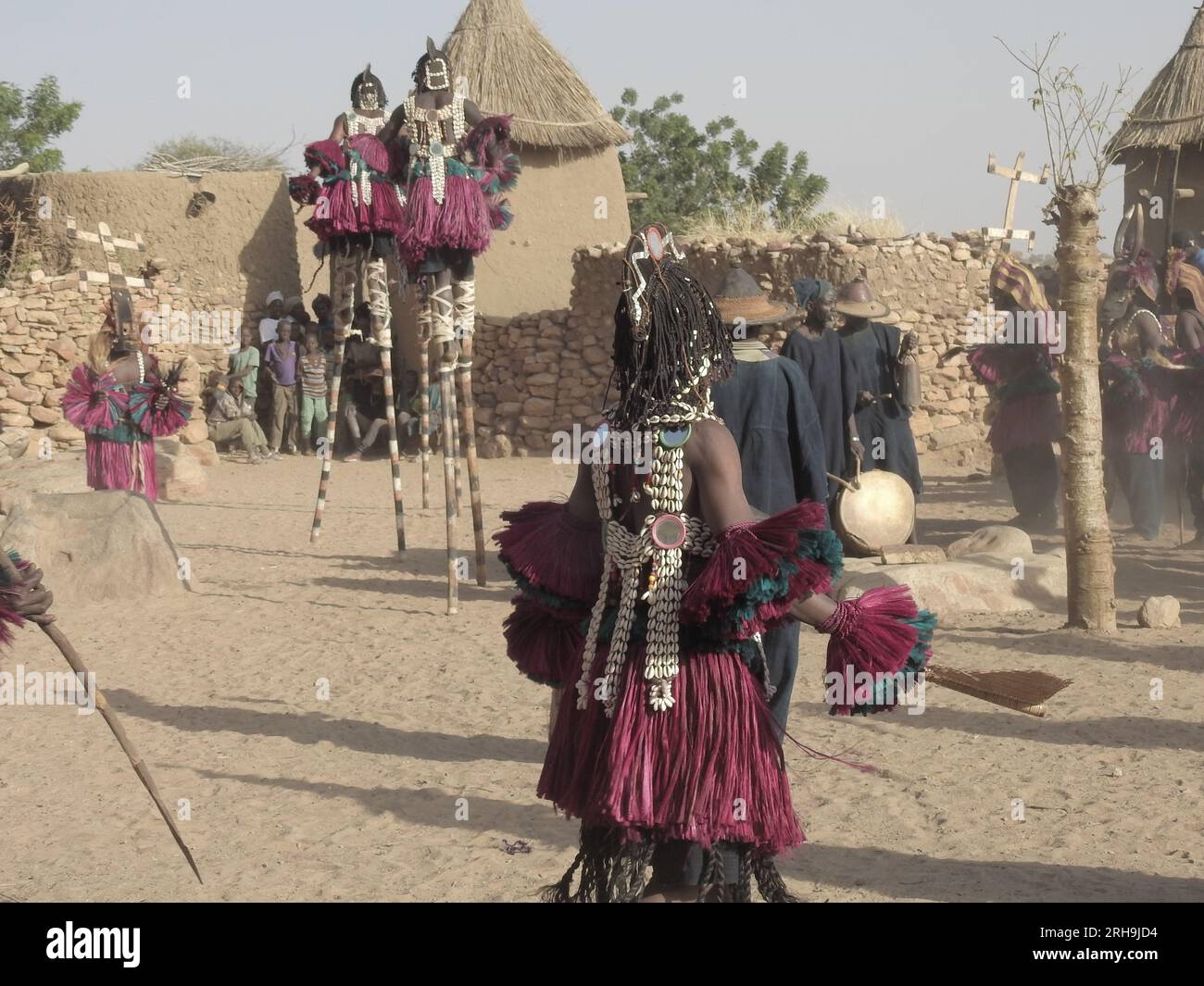 Dogons traditional dance. masked african people dance a traditional ...