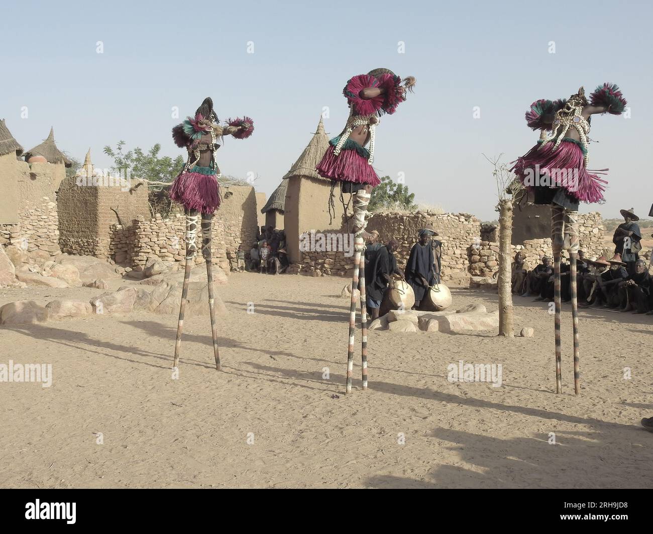 Dogons traditional dance. masked african people dance a traditional ...