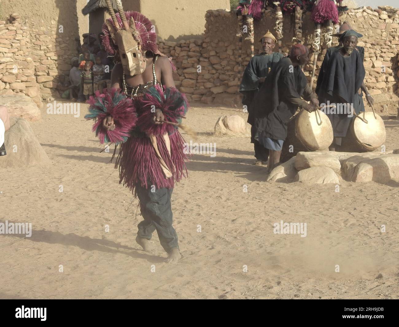 Dogons traditional dance. masked african people dance a traditional ...