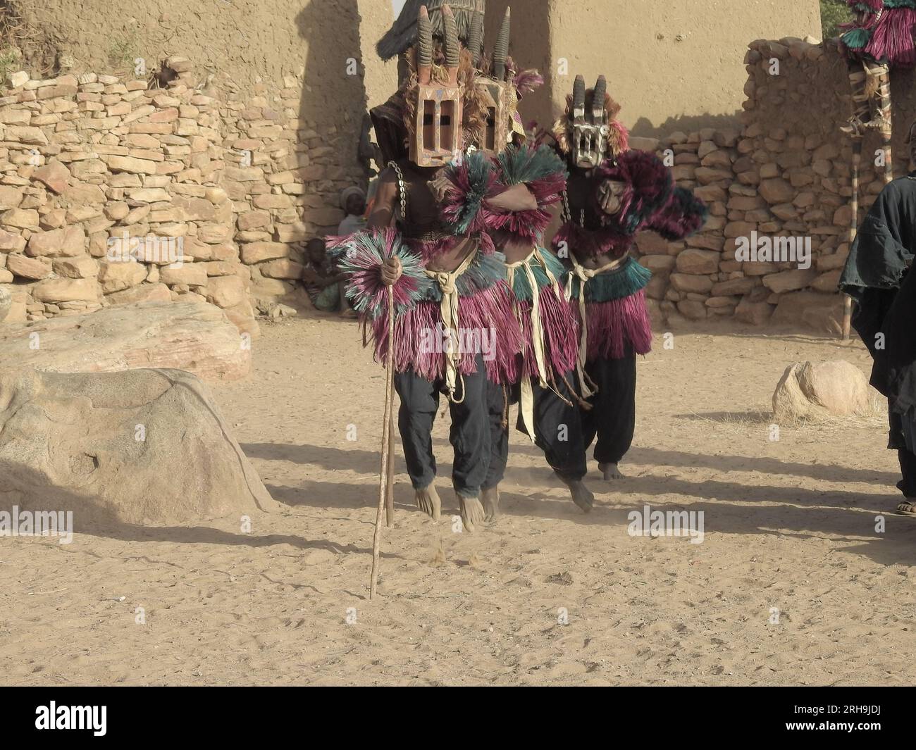 Dogons traditional dance. masked african people dance a traditional ...