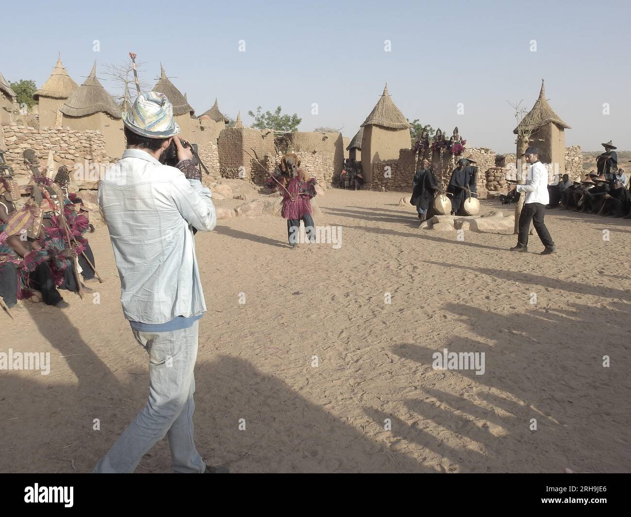Dogons traditional dance. masked african people dance a traditional ...