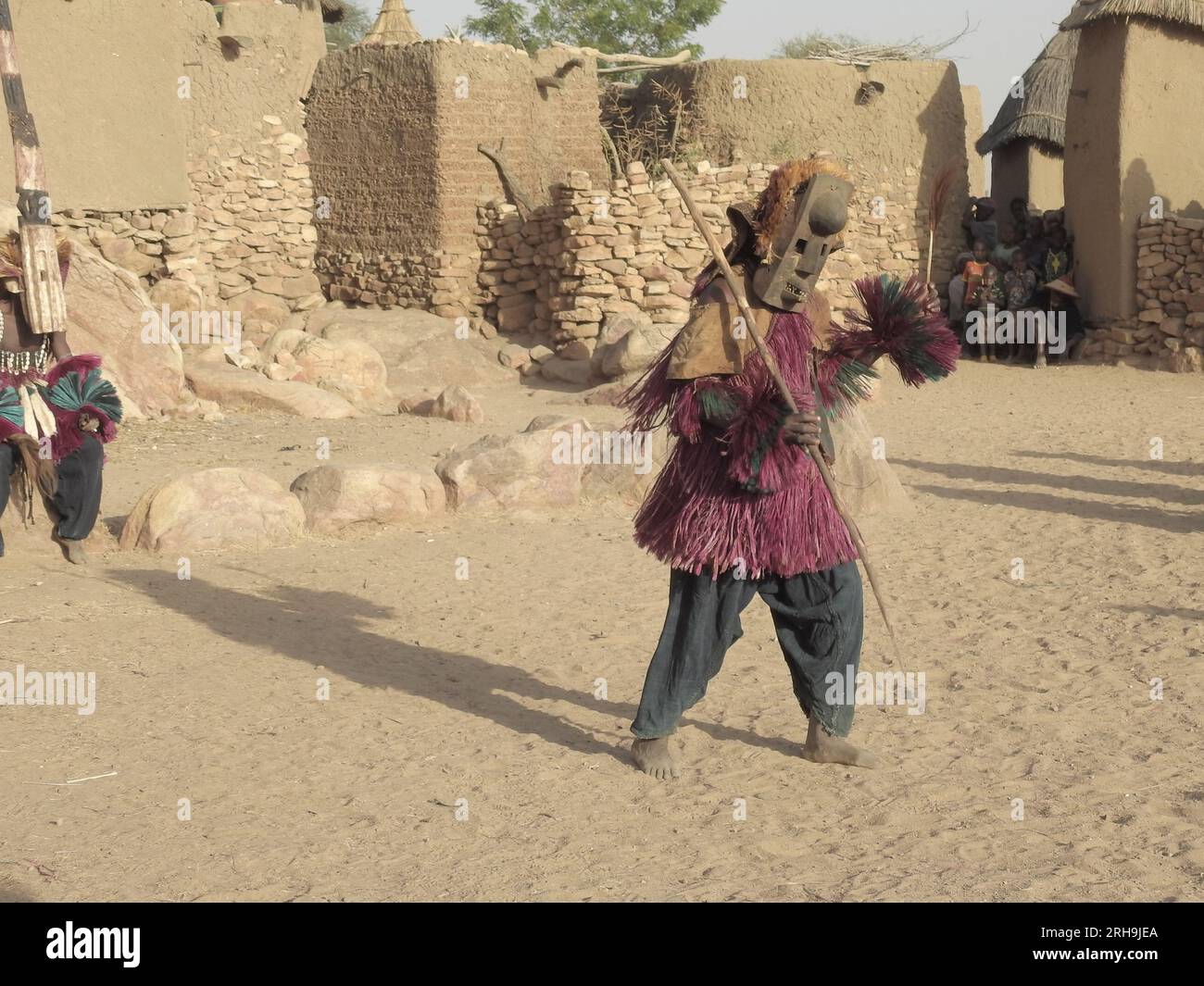 Dogons traditional dance. masked african people dance a traditional ...