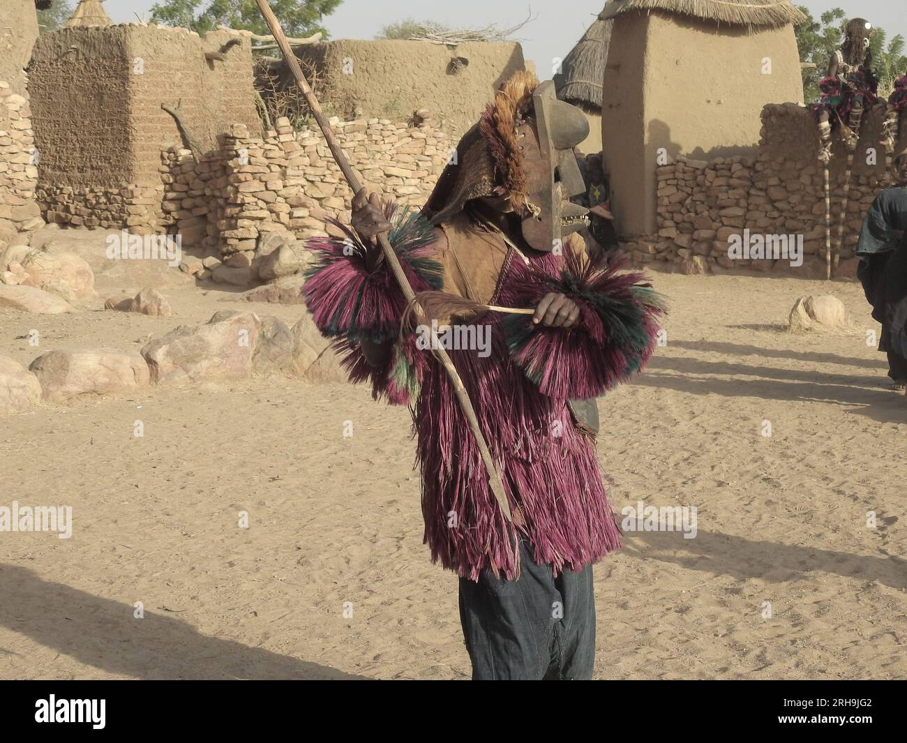Dogons traditional dance. masked african people dance a traditional ...