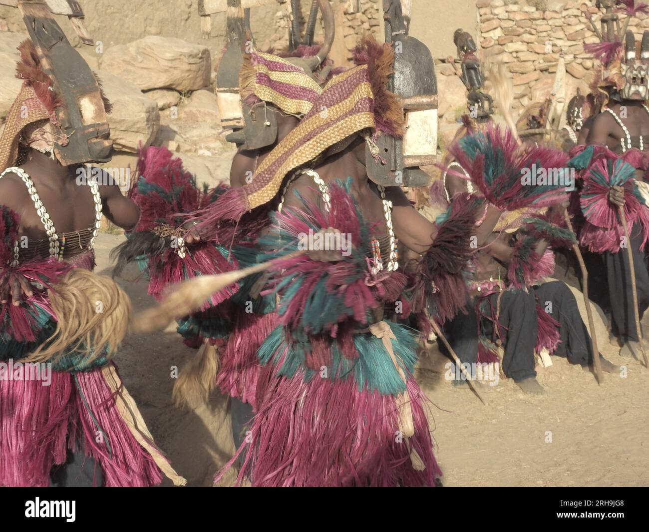 Dogons traditional dance. masked african people dance a traditional ...