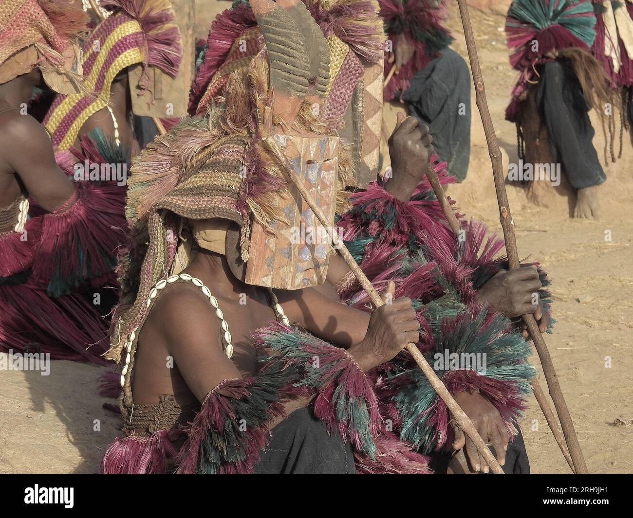 Dogons traditional dance. masked african people dance a traditional ...