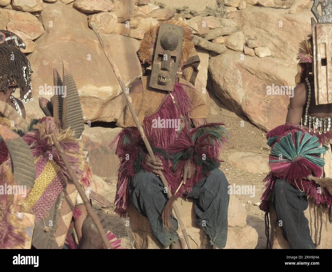 Dogons traditional dance. masked african people dance a traditional ...