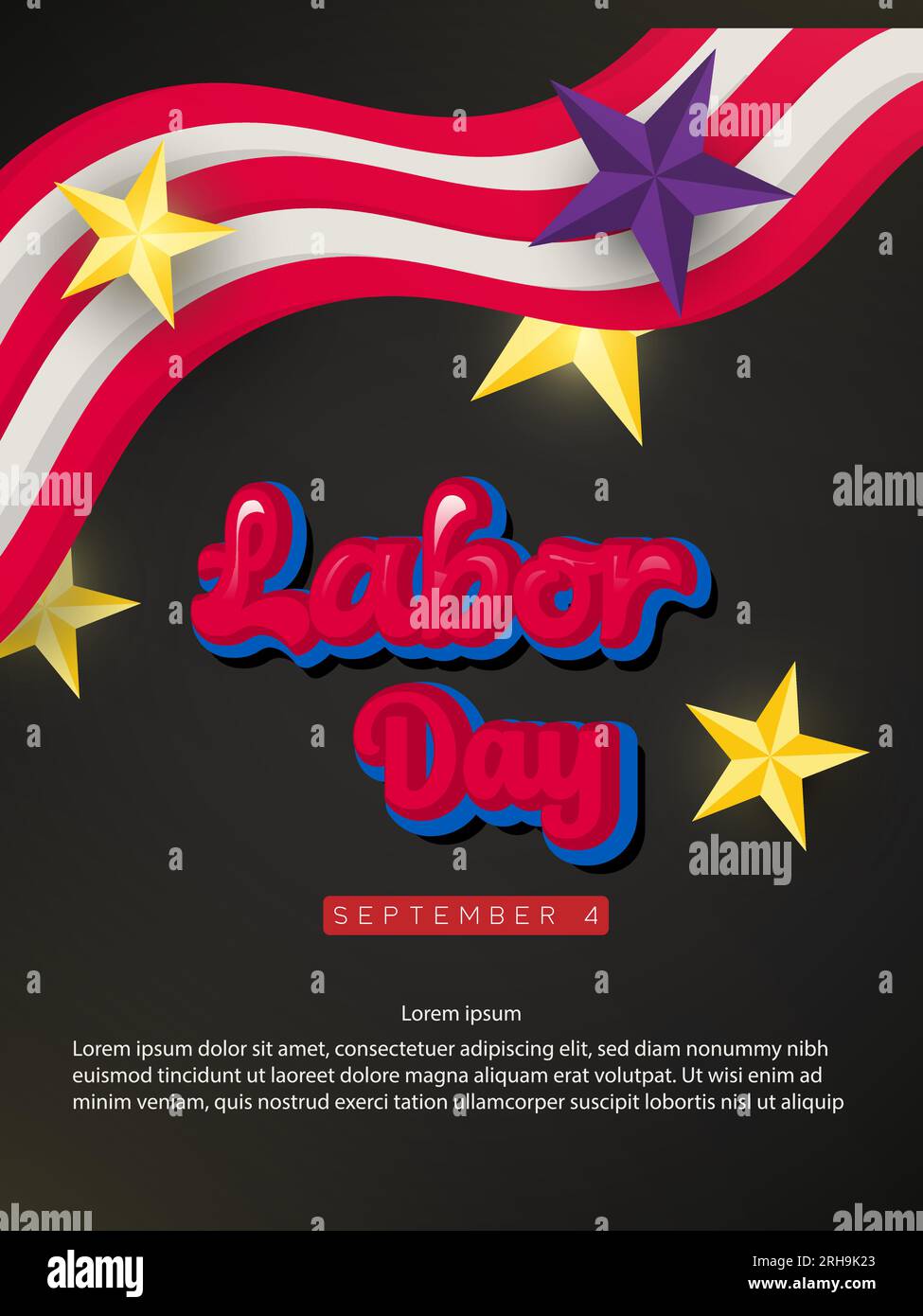 Happy Labor day, September 4th festival concept. USA flag and golden ...
