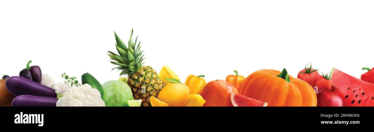 Fruit and vegetables composition of realistic fruits and greens images ...