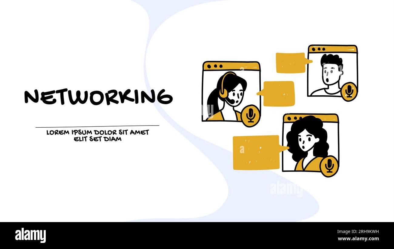 Vector of a group of business people networking online Stock Vector ...