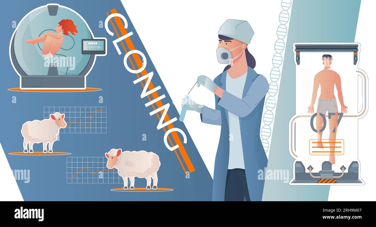 Cloning genetics composition with collage of flat images with embryo ...