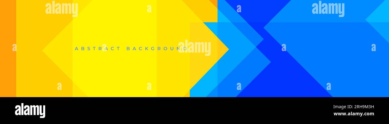 Abstract yellow and blue banner with geometric objects. Vector abstract ...