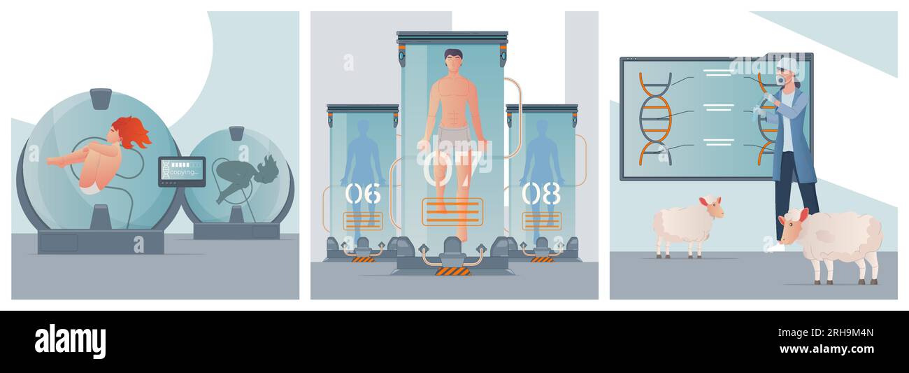 Cloning genetics set of three square compositions with chambers ...