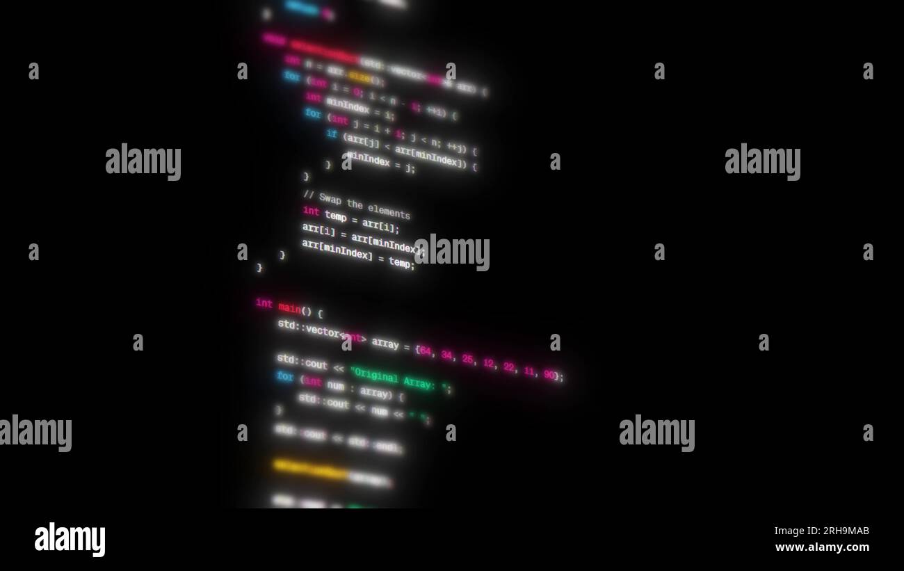 Color code programmer runs on screen monitor 3d render Stock Photo - Alamy