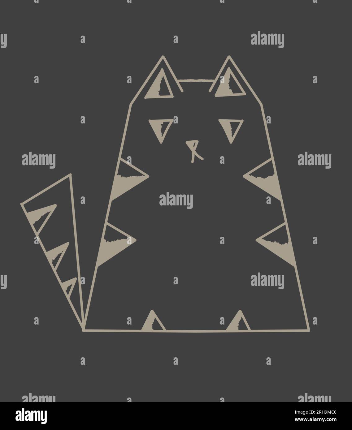 drawing of a triangular cat with triangular patterns Stock Photo - Alamy
