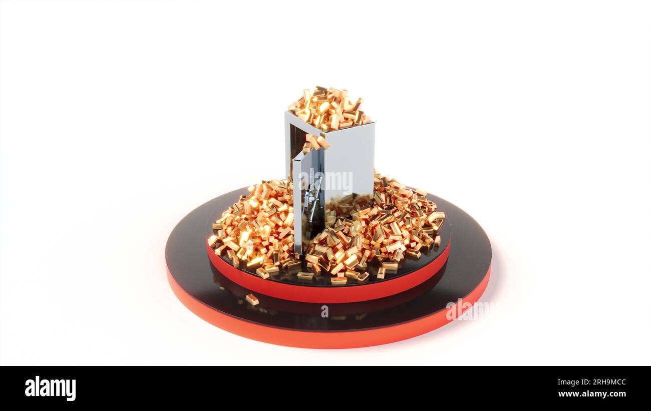 Gold bars fall on a strong metal safe on a white back 3d render Stock ...