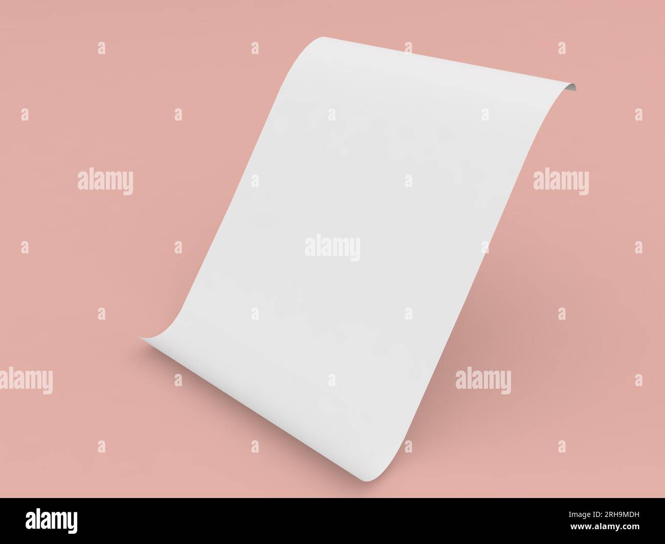 Curved office sheet of A4 paper on a orange background. 3d render ...