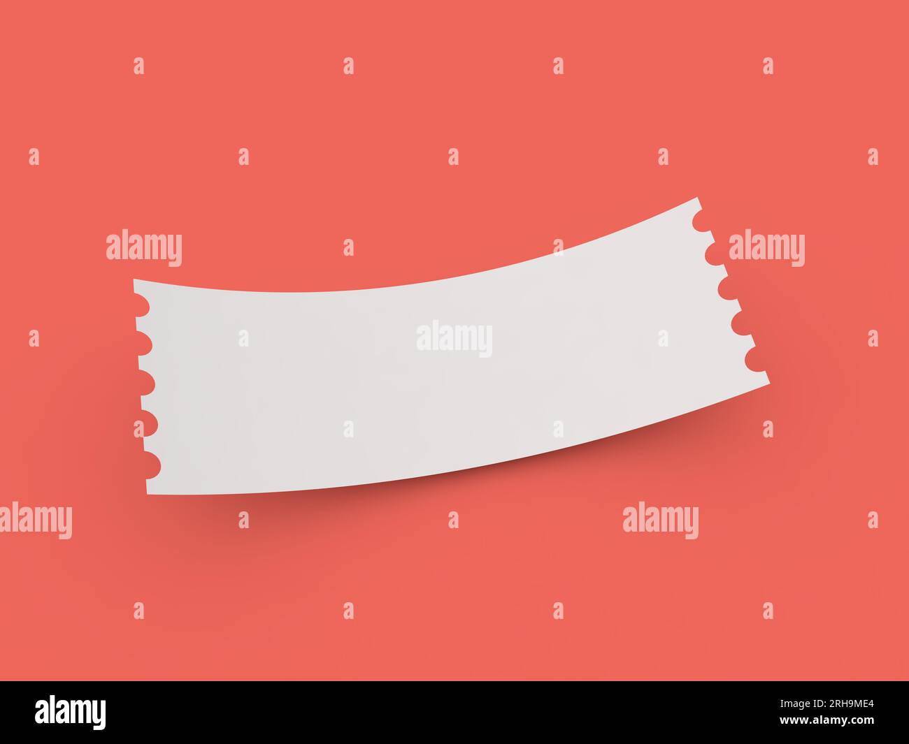 Realistic ticket voucher mockup on red background. 3d render ...