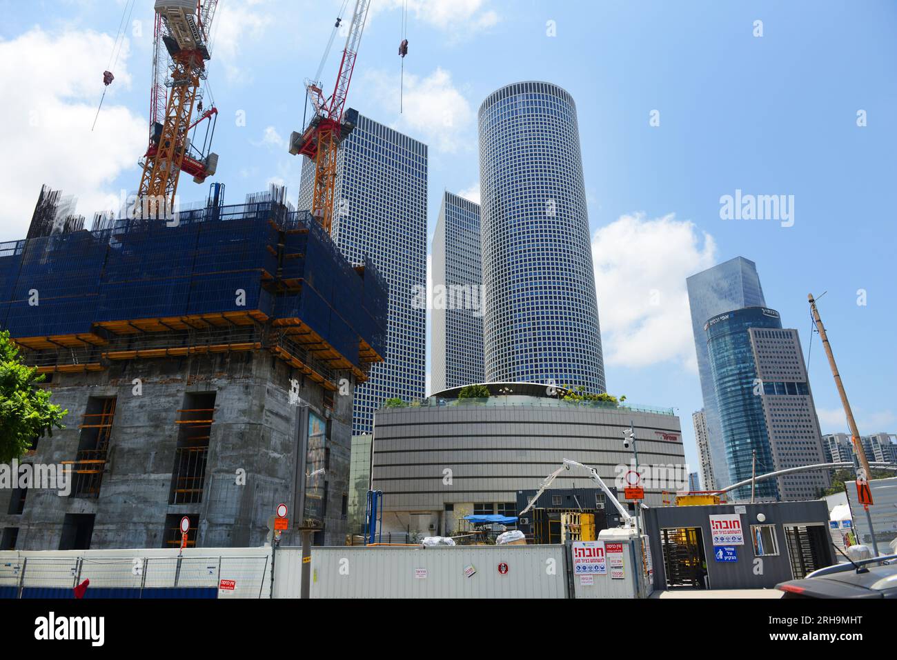 Construction of the Azrieli Spiral tower in Tel-Aviv, Israel Stock ...
