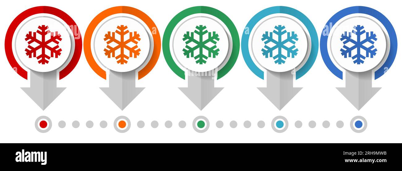 Snowflake vector icon set, flat design infographic template, set ...