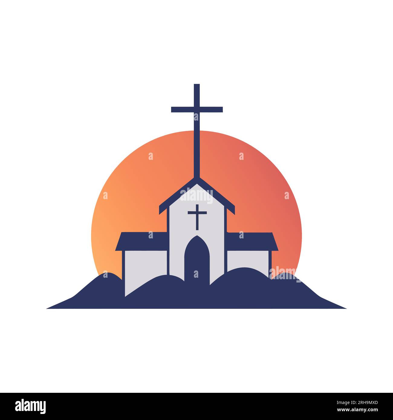 church logo in flat style isolated on white background. Vector ...