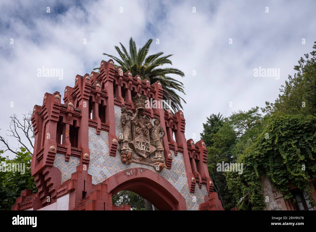 View of the entrance gate to the campus of the University of Comillas ...