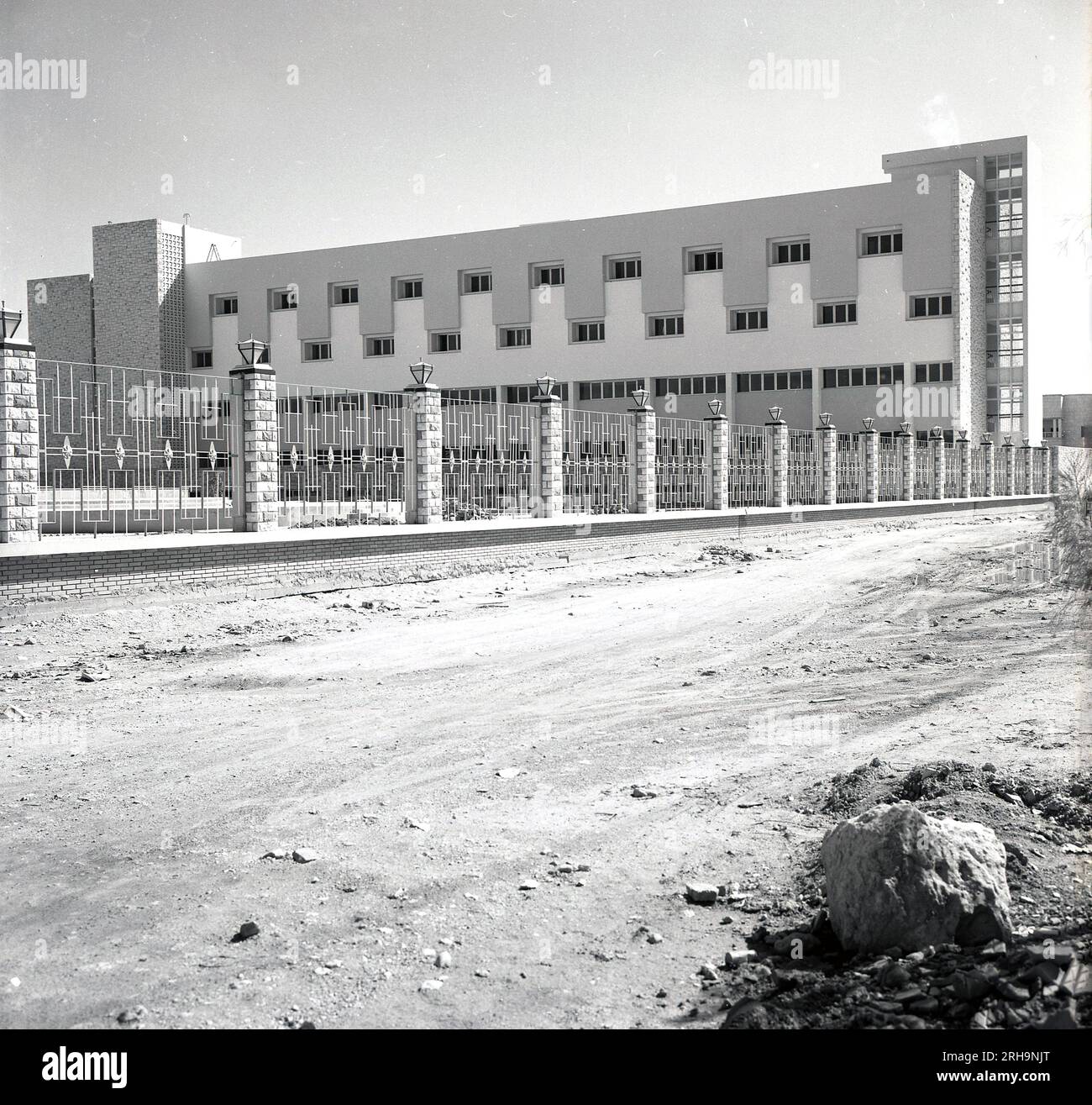1960s, historical, exterior view of a newly constructed building ...