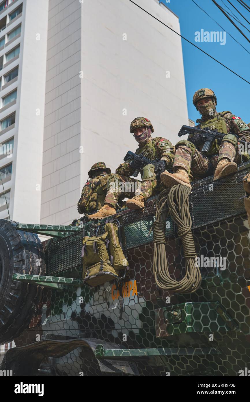 Lima, Peru - July 29, 2023: Close-Up Shots of Peruvian Military and ...